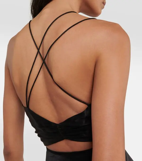 THE SEI Asymmetrical Silk Satin Mini Dress