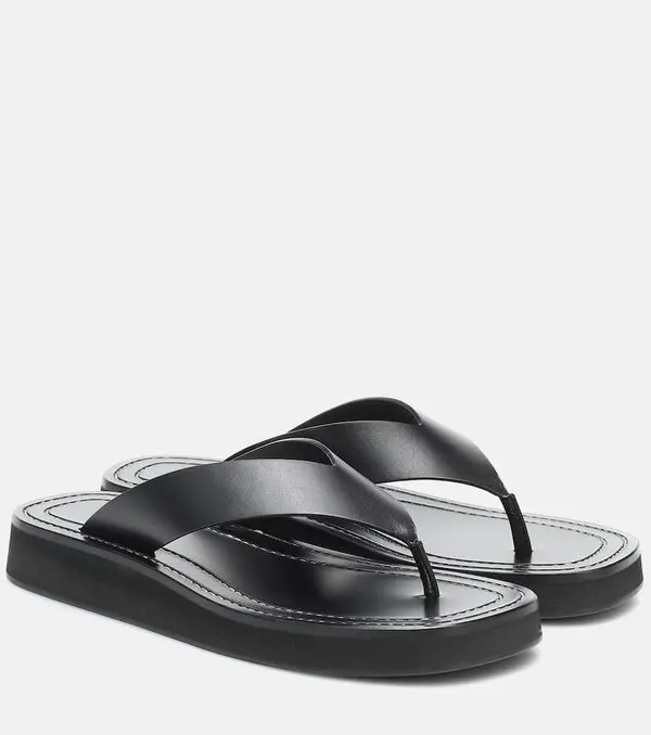 THE ROW Ginza Leather Platform Slides