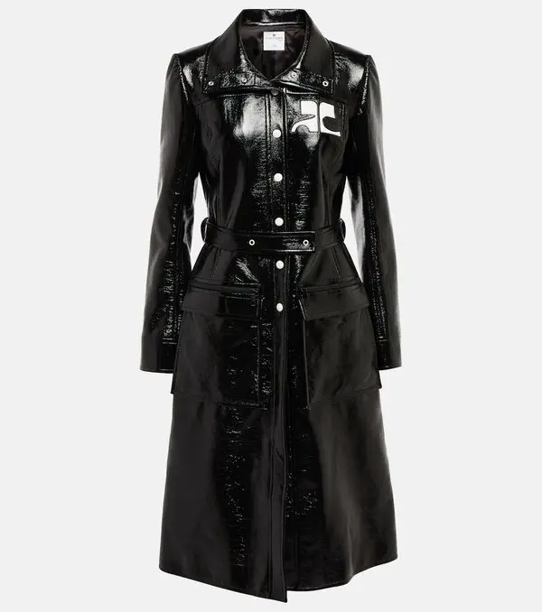 COURREGES Logo Cotton-blend Trench Coat - Black