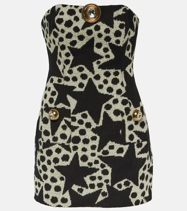 AREA Jacquard Strapless Cotton-blend Minidress