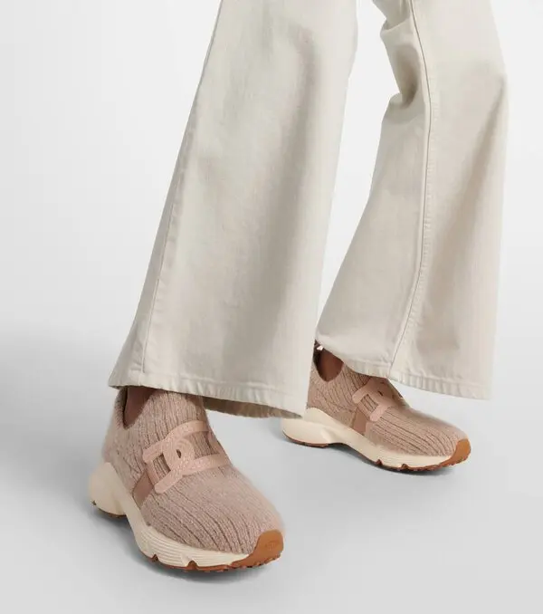 TOD'S Leather-trimmed Knit Sneakers