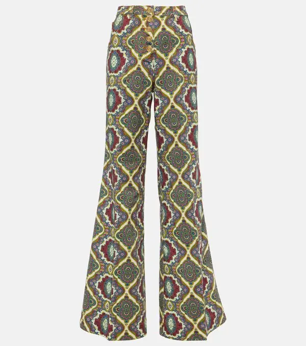 Etro Printed High-rise Wide-leg Jeans - Orange