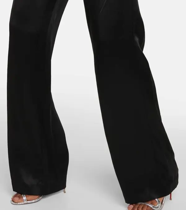THE SEI High-rise Wide-leg Silk Satin Pants - Black