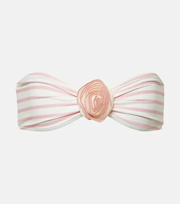 SAME Rose Floral-applique Bandeau Bikini Top - Pink