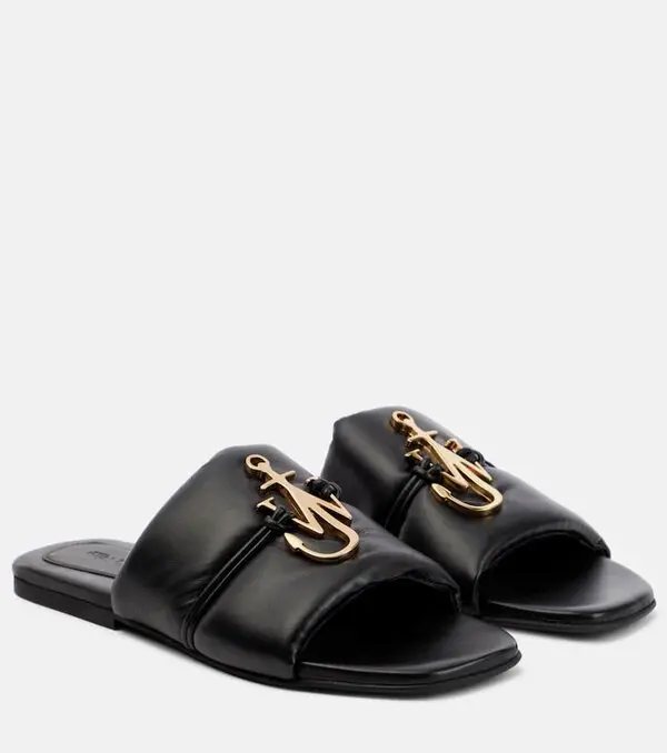 JW Anderson Anchor Leather Sandals - Black