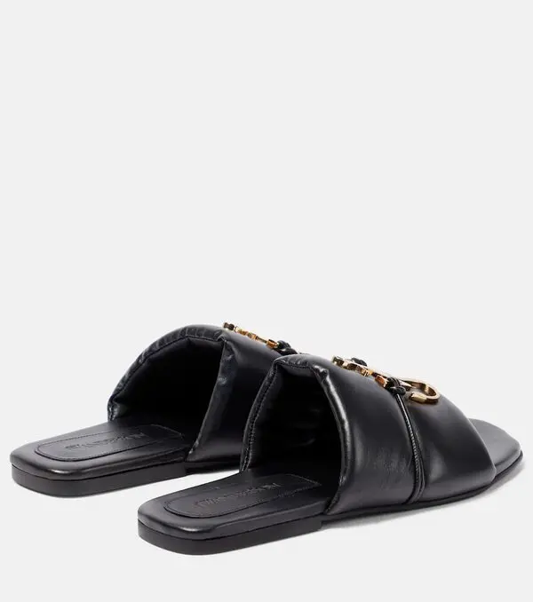 JW Anderson Anchor Leather Sandals - Black
