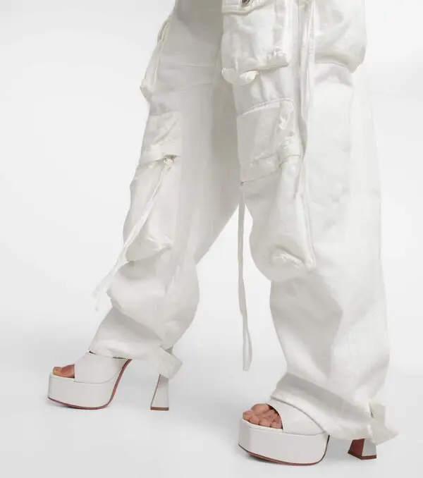 Amina Muaddi Dalida Leather Platform Mules