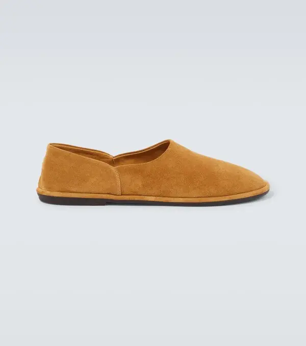 THE ROW Canal Suede Slip-on Loafers - Brown