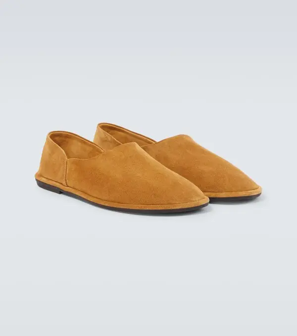 THE ROW Canal Suede Slip-on Loafers - Brown