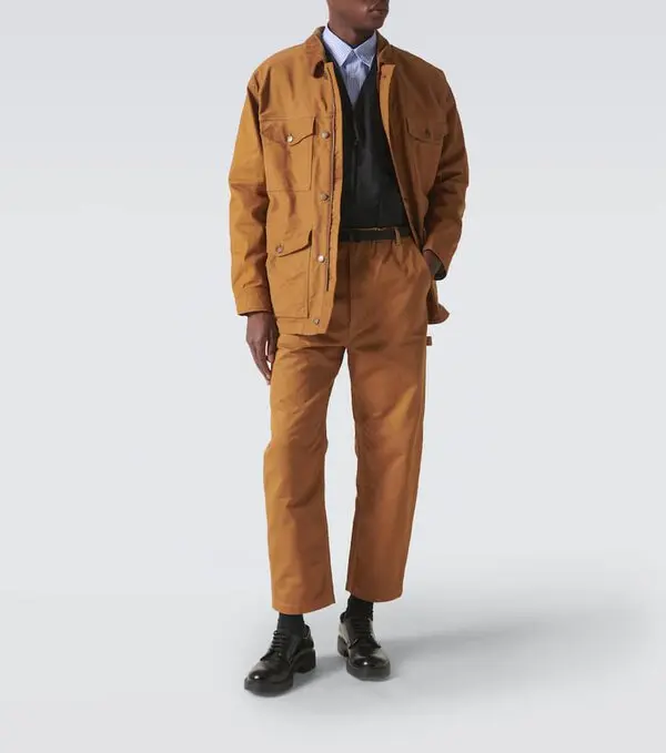 Comme Des Garçons Herringbone Cotton Straight Leg Trousers