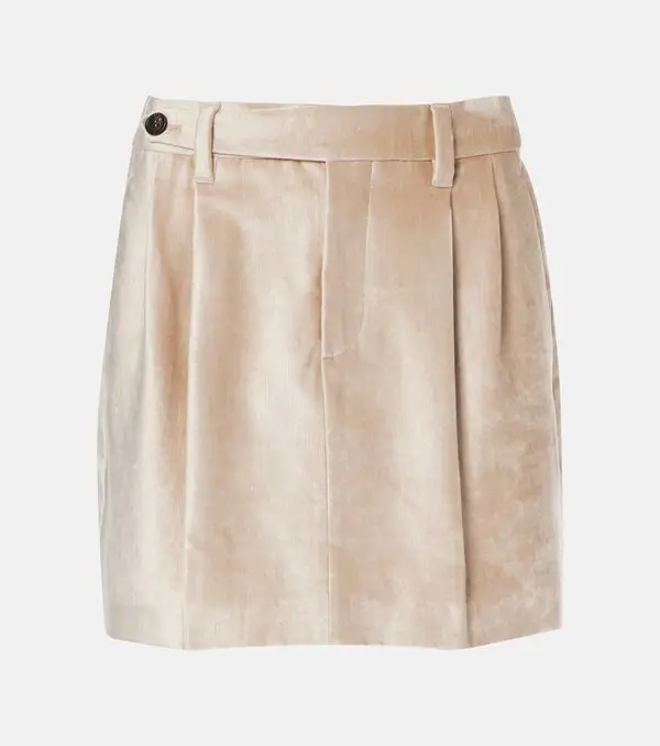 Brunello Cucinelli Cotton-blend Velvet Miniskirt