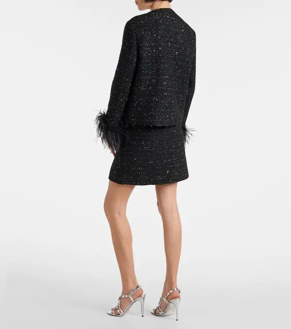 Valentino Garavani Feather-trimmed Tweed Jacket