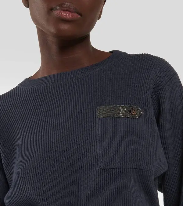 Brunello Cucinelli Cropped Ribbed-knit Cotton Sweater