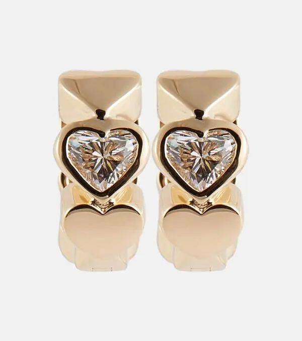 SYDNEY EVAN Heart Diamond Hoop Earrings - Gold