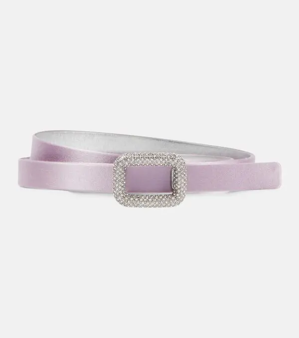 ROGER VIVIER Viv' Choc" Embellished Satin Belt - Purple