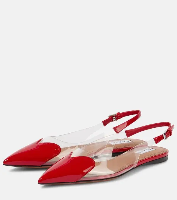 Alaïa Le Cour Patent Leather And Pu Slingback Flats - Red