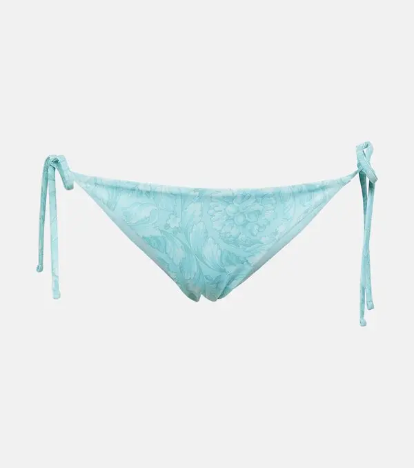 Versace Barocco Low-rise Bikini Bottom - Blue