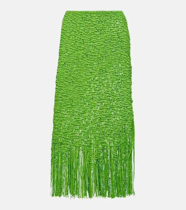 ROBERTA EINER Element Fringed Cotton Midi Skirt