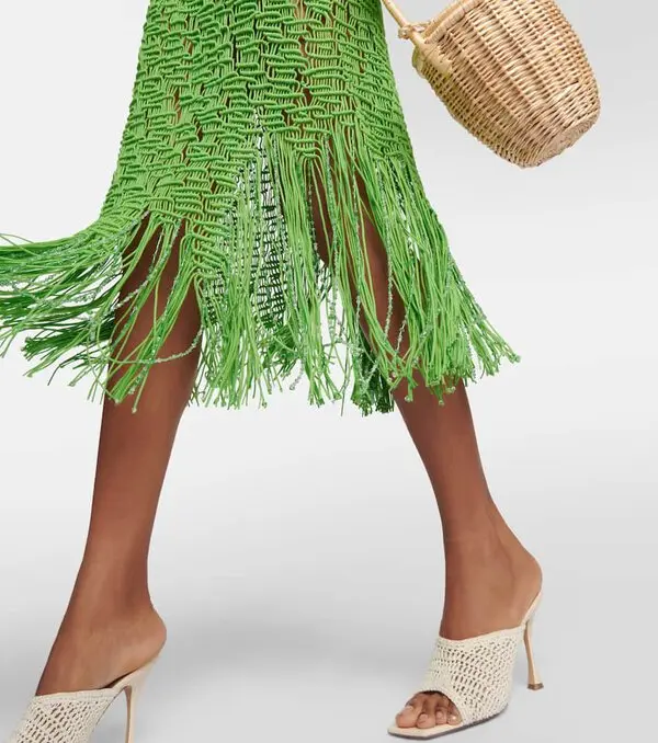 ROBERTA EINER Element Fringed Cotton Midi Skirt