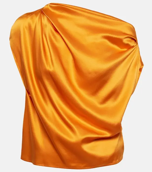 THE SEI Draped One-shoulder Silk Top