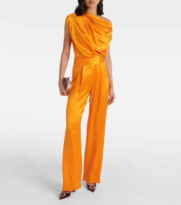 THE SEI Draped One-shoulder Silk Top