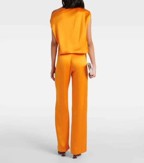 THE SEI Draped One-shoulder Silk Top