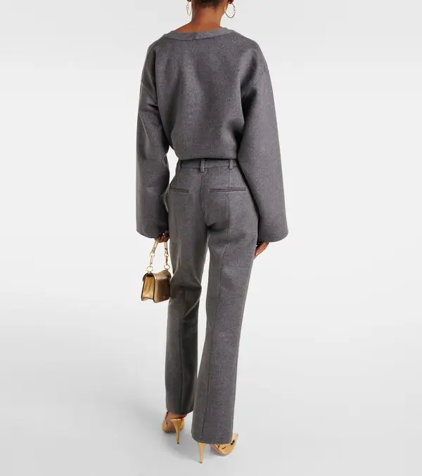 Valentino Garavani Mohair And Wool Flared Trousers