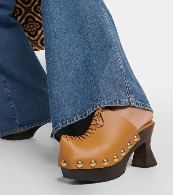 Etro 50 Leather Platform Clogs