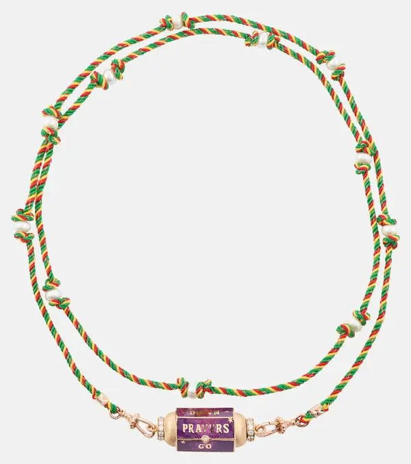 MARIE LICHTENBERG 18kt Rose Gold Locket Necklace With Diamonds And Pearls - Multicoloured