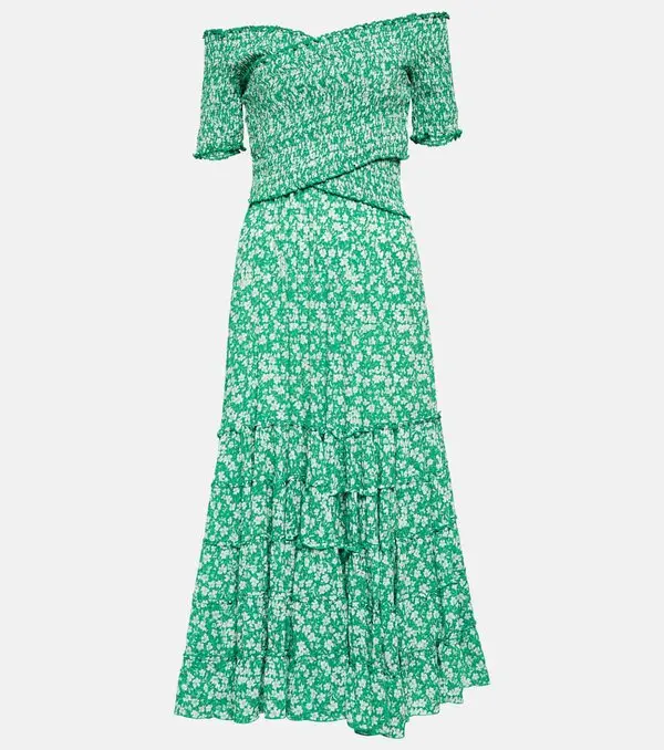 Poupette St Barth Soledad Floral Midi Dress - Blue