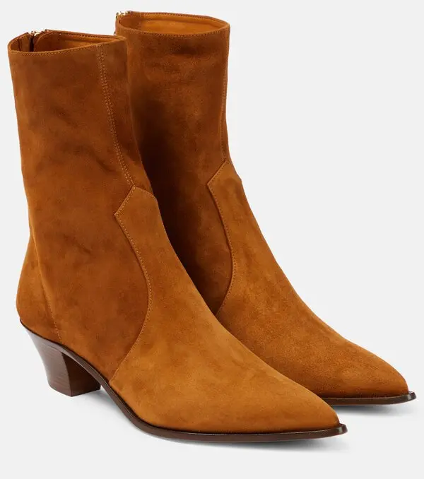AQUAZZURA Brunswick Suede Ankle Boots - Brown