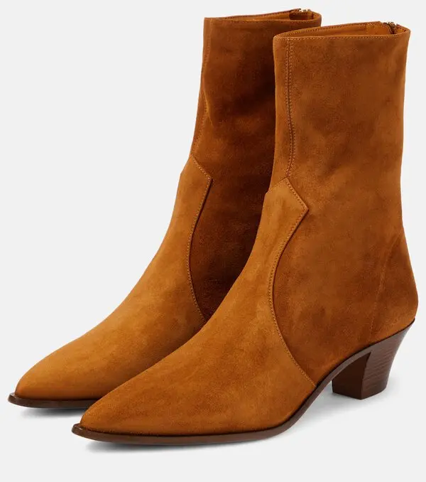 AQUAZZURA Brunswick Suede Ankle Boots - Brown