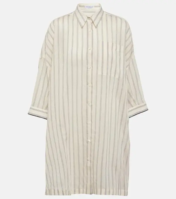 Brunello Cucinelli Striped Cotton And Silk Shirt