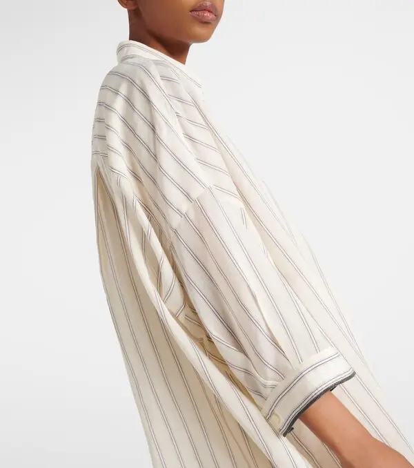 Brunello Cucinelli Striped Cotton And Silk Shirt
