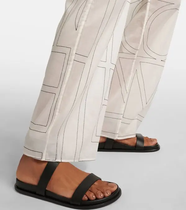 TOTEME Monogram Cotton-blend Wide-leg Pants - White