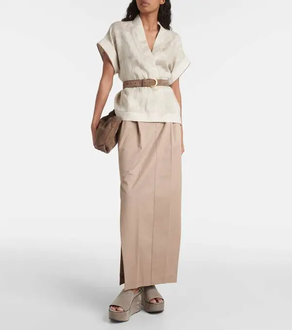 Brunello Cucinelli Suede Platform Slides - Grey