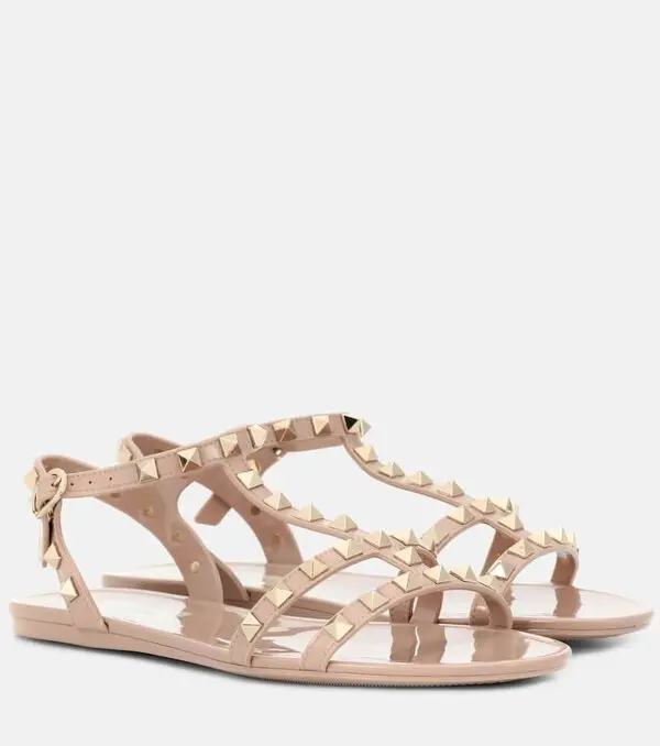 Valentino Garavani Rockstud Pvc Sandals - Beige