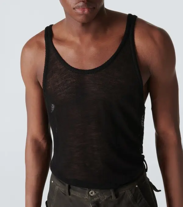 Rick Owens Maglia Virgin Wool Tank Top - Black