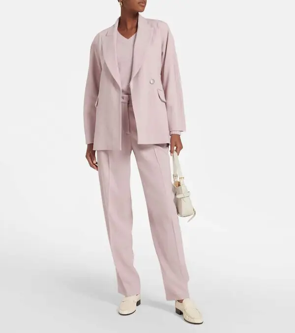 JOSEPH Wells Belted Wool-blend Blazer