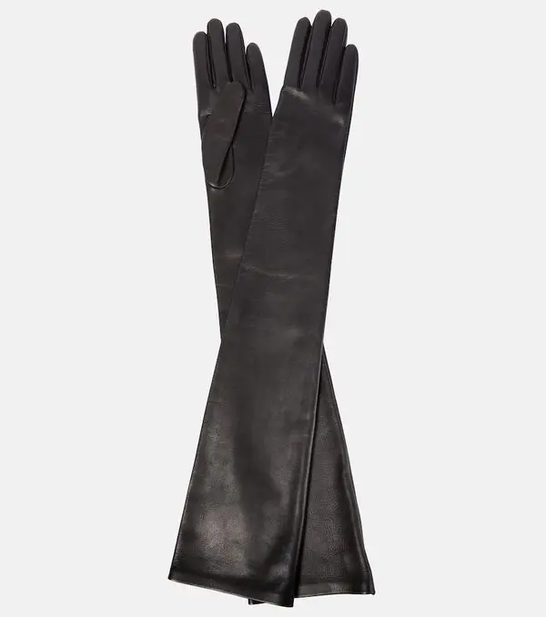 THE ROW Simon Leather Gloves - Black