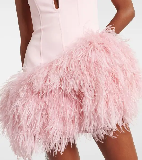David Koma Feather-trimmed Mini Dress