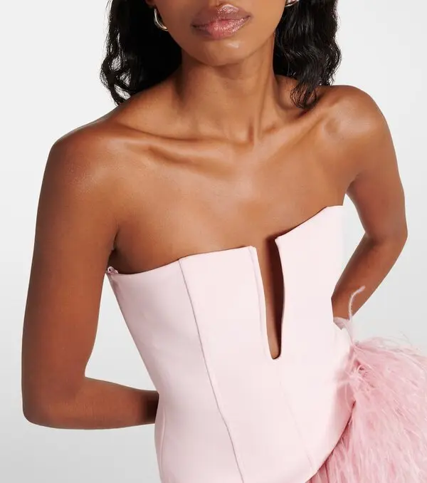 David Koma Feather-trimmed Mini Dress