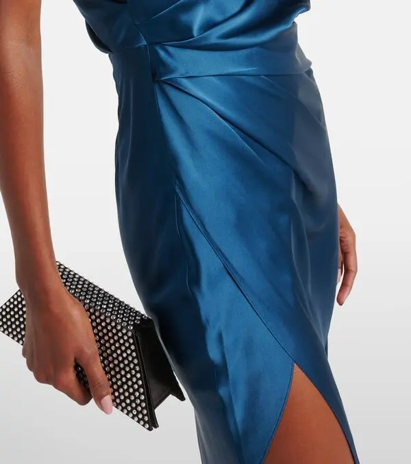 THE SEI Draped One-shoulder Silk Satin Gown