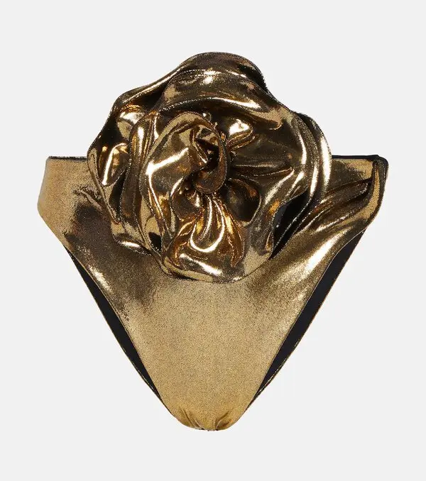 Magda Butrym Corsage High-rise Bikini Bottoms - Gold