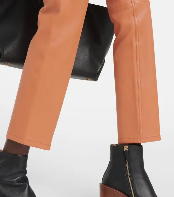 JOSEPH High-rise Leather Pants - Brown