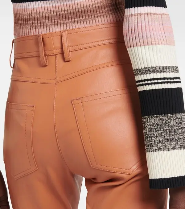 JOSEPH High-rise Leather Pants - Brown