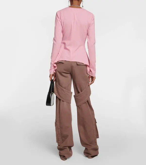 Blumarine Wool-blend Ruffled Tie-front Blouse - Pink