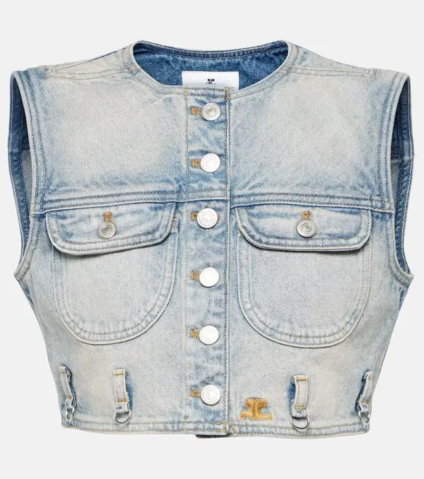 COURREGES Cropped Denim Vest