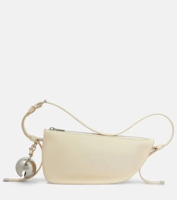 Burberry Shield Mini Leather Shoulder Bag - Neutrals