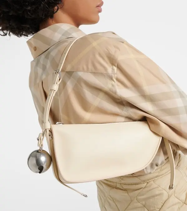 Burberry Shield Mini Leather Shoulder Bag - Neutrals